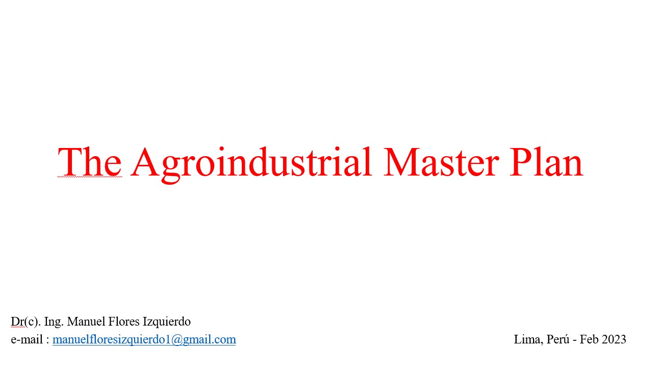 The Agroindustrial master plan – FIMA AGROINDUSTRY CONSULTING